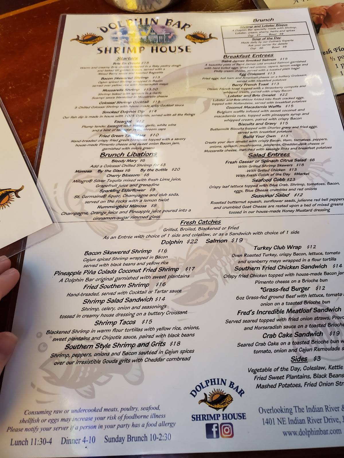 Menu at Dolphin Bar and Shrimp House, Jensen Beach