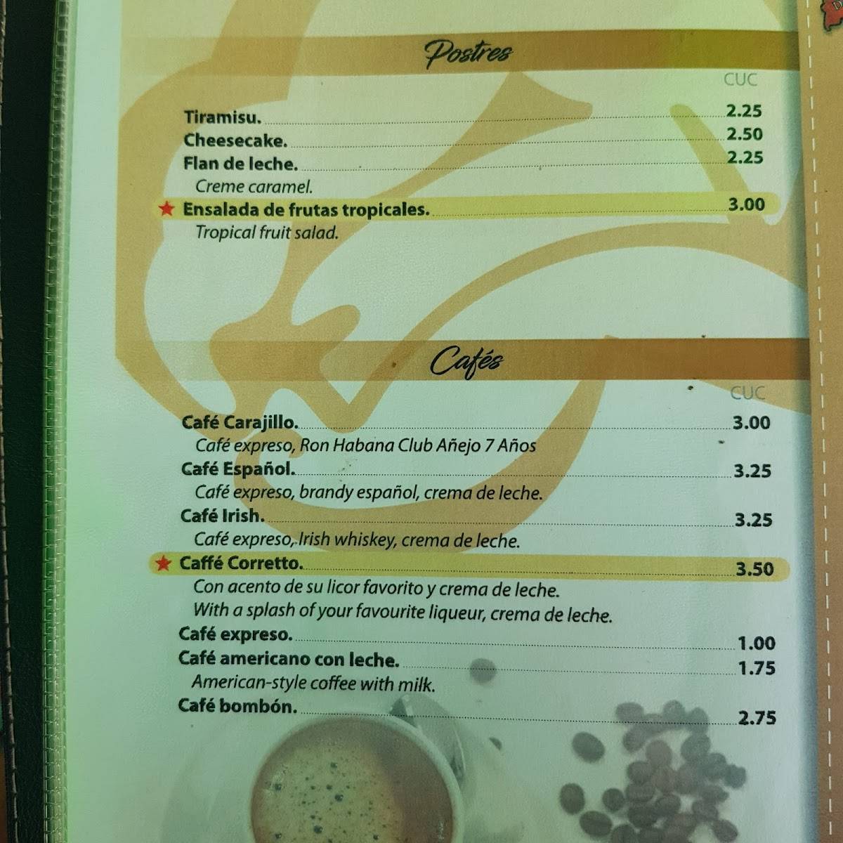 Menu at Don Alex restaurant, Varadero, Calle 31 N° 106 e/1ra y 3ra Ave