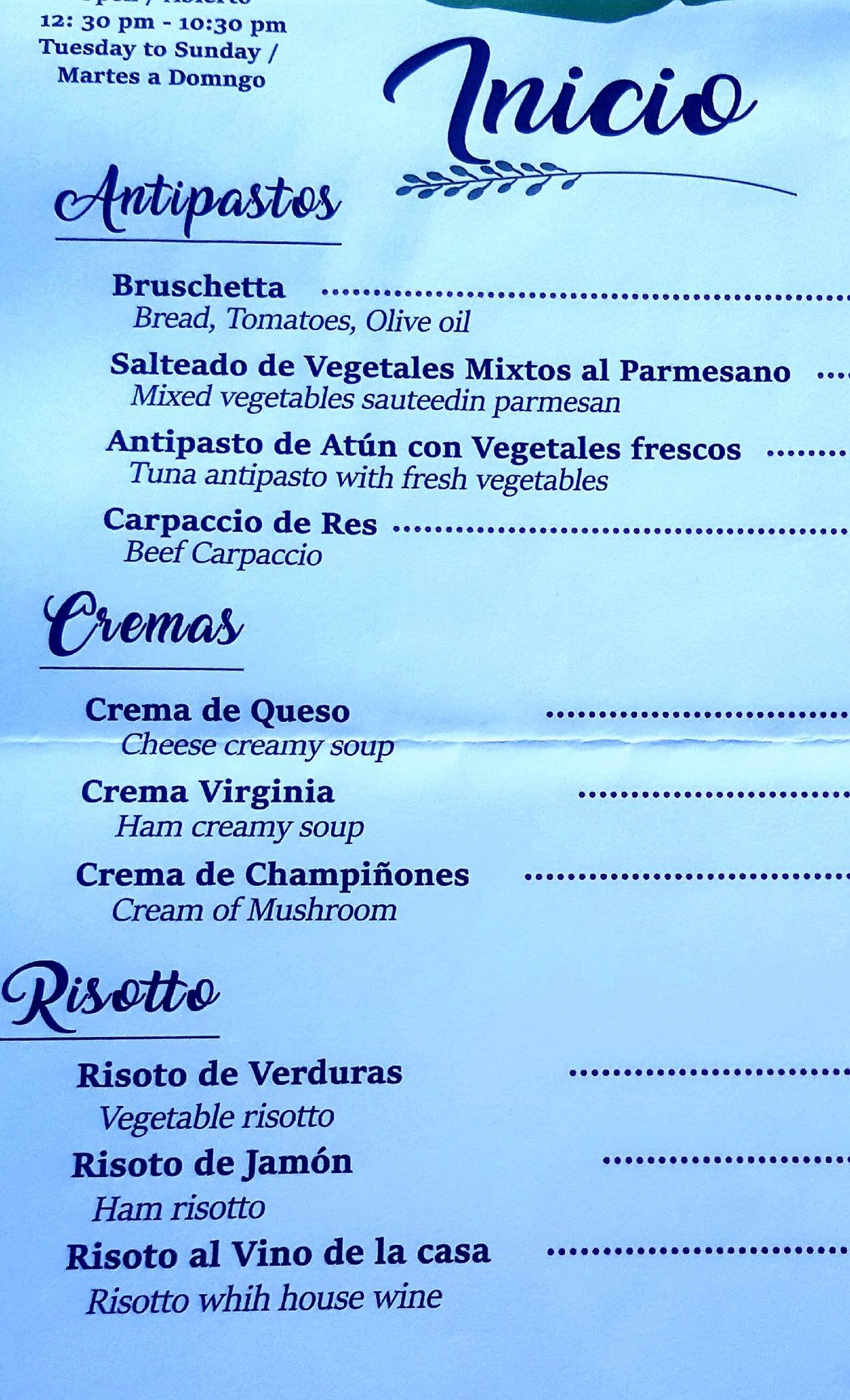 Menu at Don Alex restaurant, Varadero, Calle 31 N° 106 e/1ra y 3ra Ave
