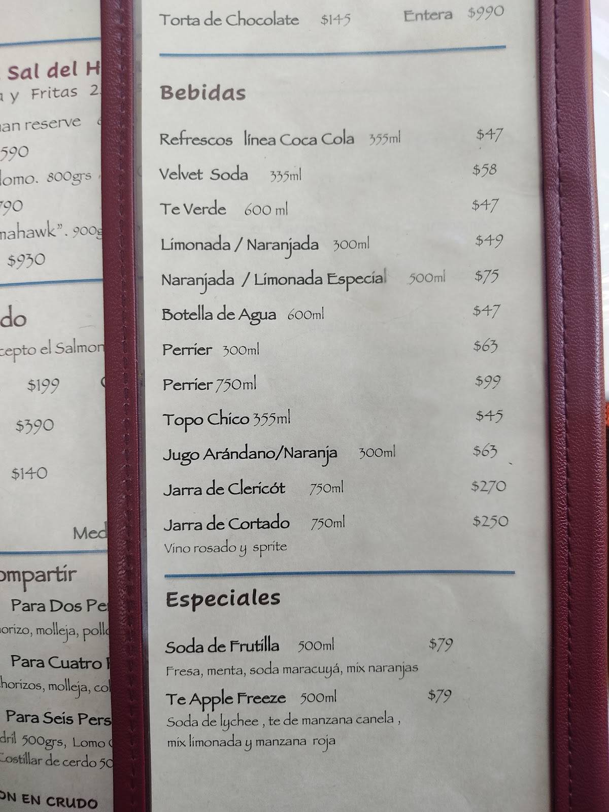 Carta del restaurante Don Asado Polanco, Ciudad del México, Av. Homero 428