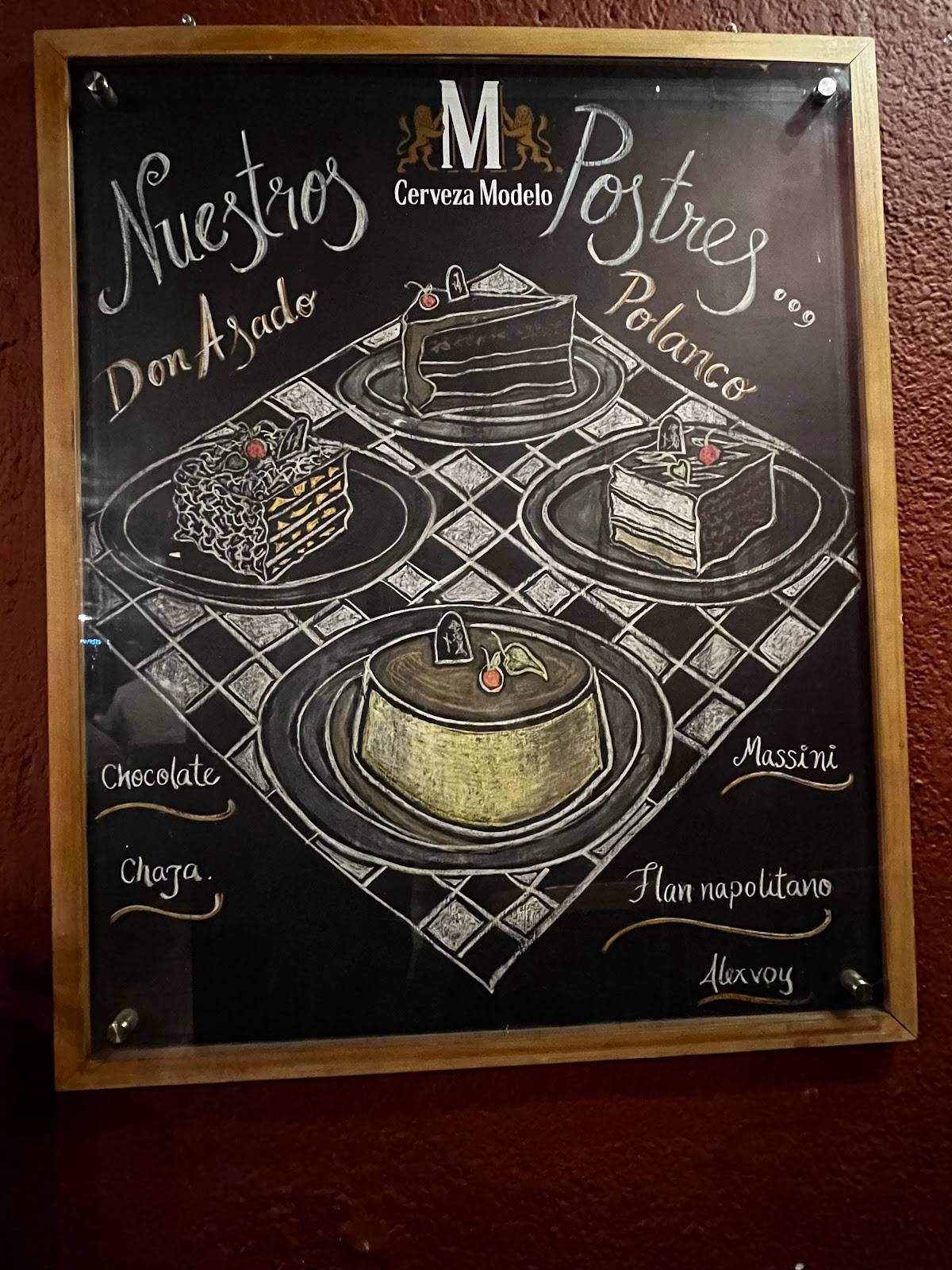Carta del restaurante Don Asado Polanco, Ciudad del México, Av. Homero 428