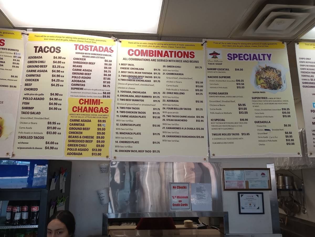 Menu at Don Gilberto Mexican Food restaurant, Montrose, S Townsend Ave ...