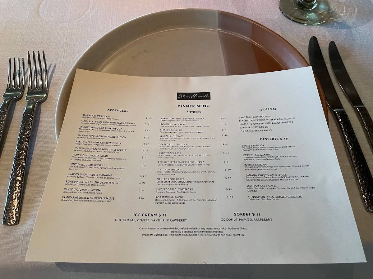 Carta del restaurante Don Manuel’s at Waldorf Astoria Los Cabos ...