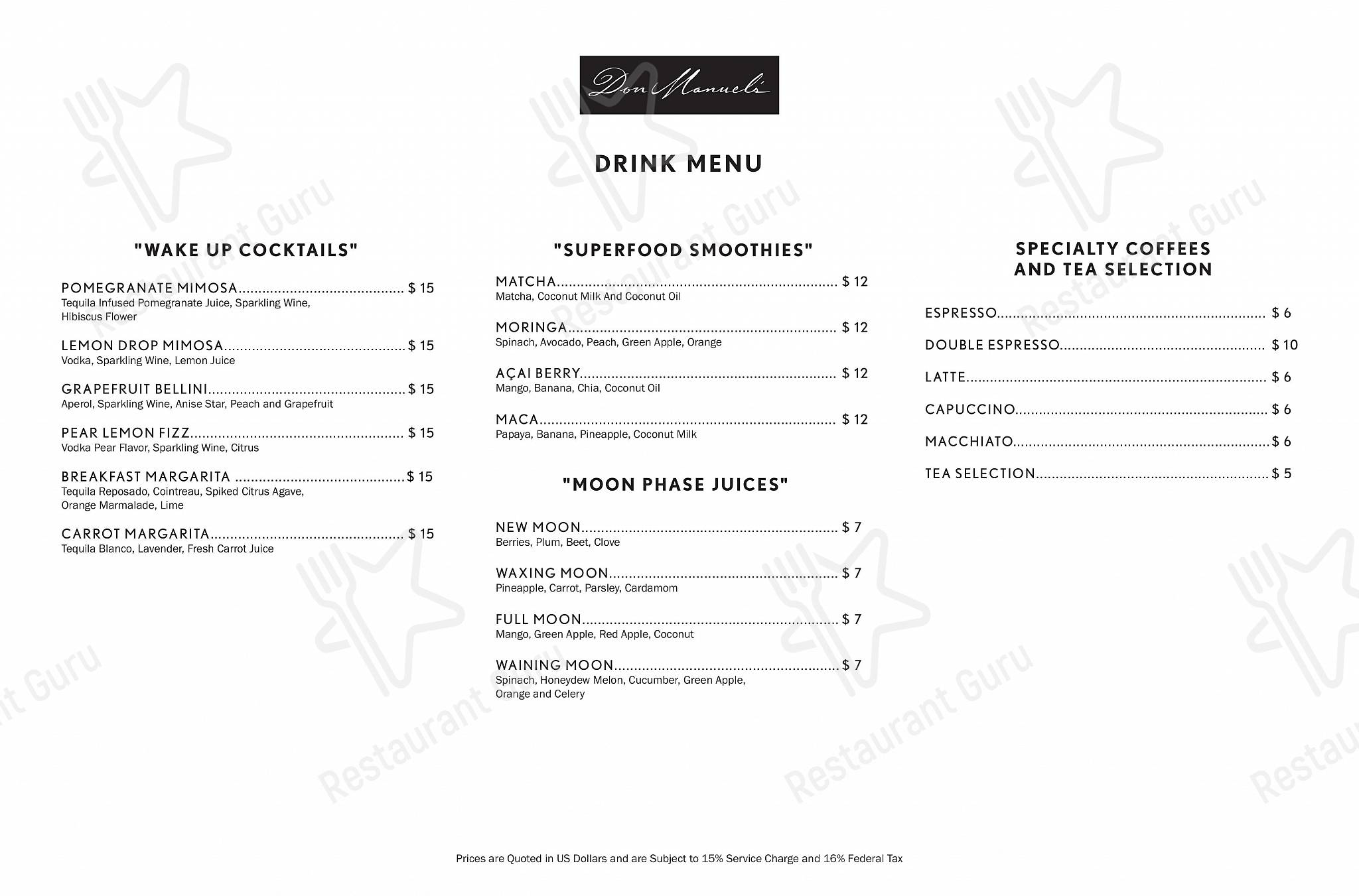 Carta del restaurante Don Manuel’s at Waldorf Astoria Los Cabos ...