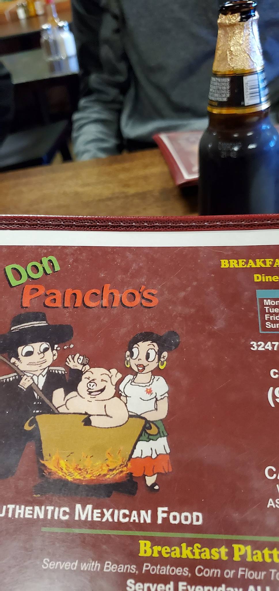 Menu at Don Pancho's Mexican Food restaurant, Wildomar