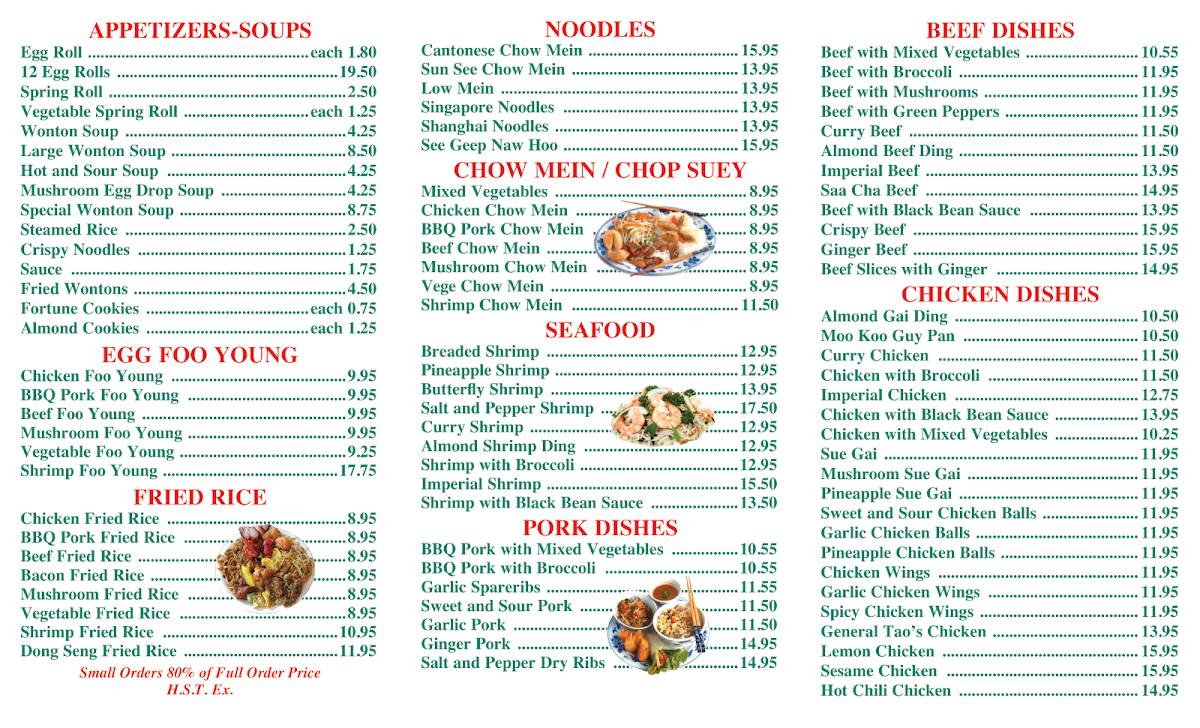 Menu at Dong Seng Chinese Food Take Out restaurant, Embrun