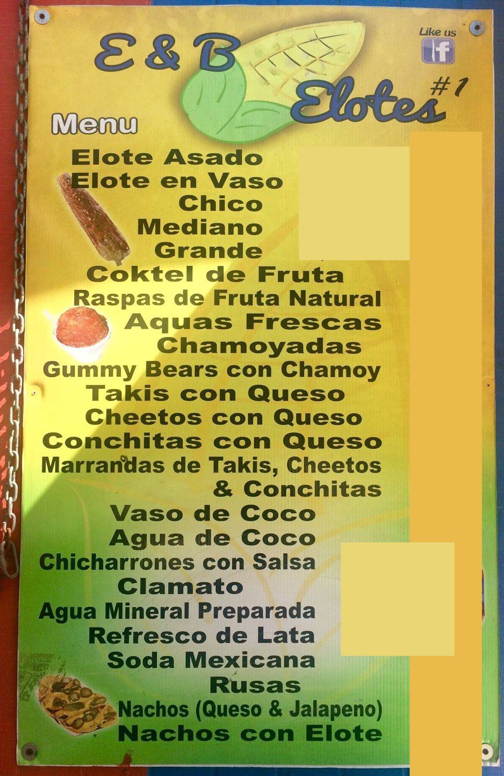 Menu at E&B Elotes Pharr pub & bar, Pharr