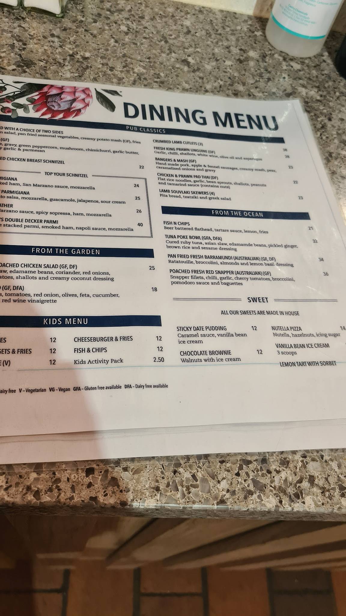 Menu at Eagle Hawk Hotel pub & bar, Sutton, Federal Hwy Service Rd