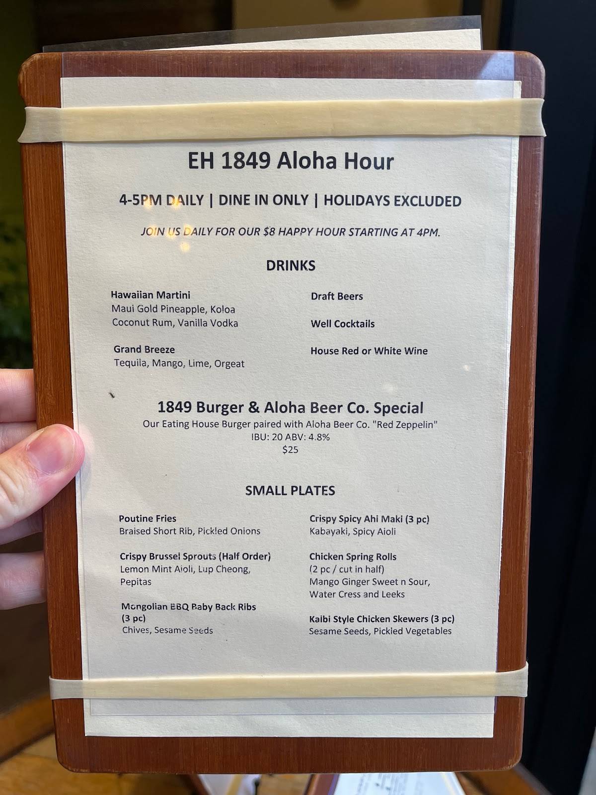 Menu at Eating House 1849 Waikiki - International Market Place ...