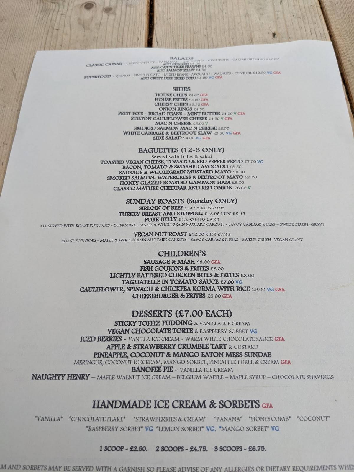 Menu at King Henry Ⅷ pub & bar, Hever