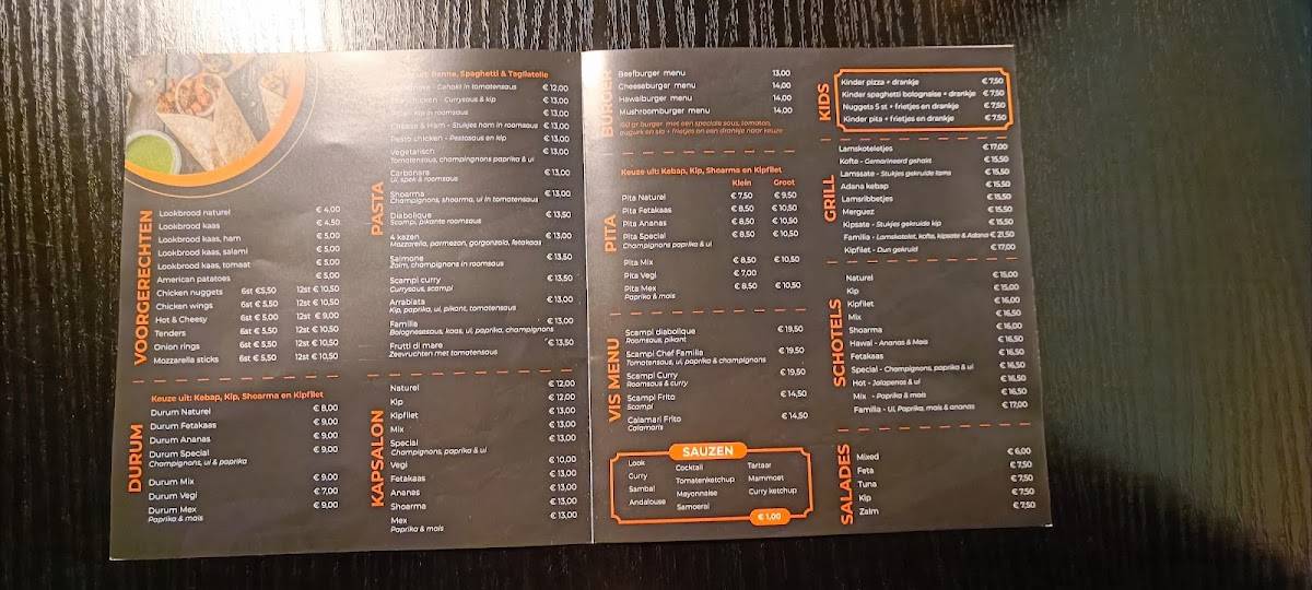 Menu at Eethuis Familia, Beveren