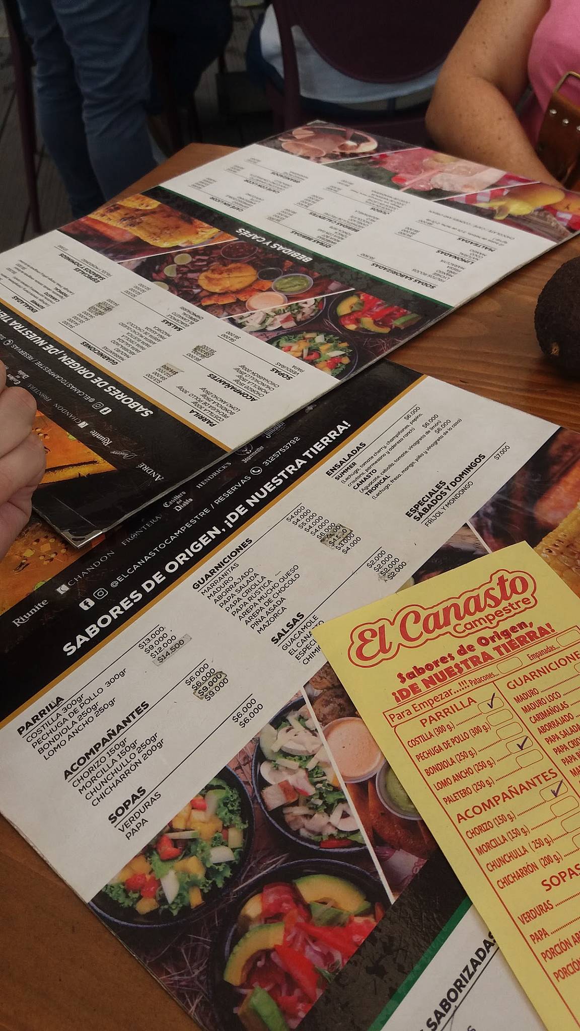 Carta del restaurante El Canasto Campestre, Manizales