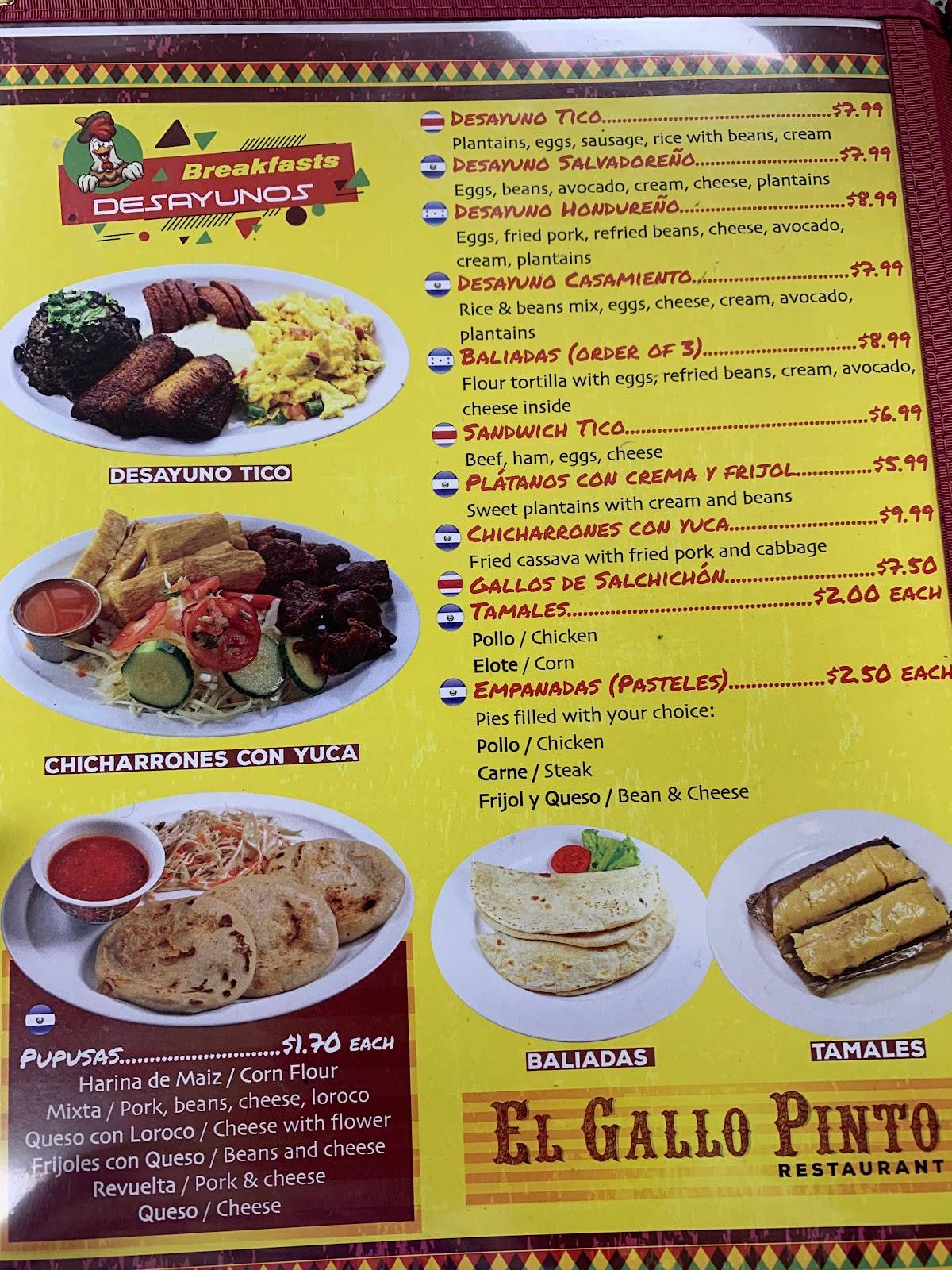 Carta del restaurante El Gallo Pinto Costa Rica, Richmond