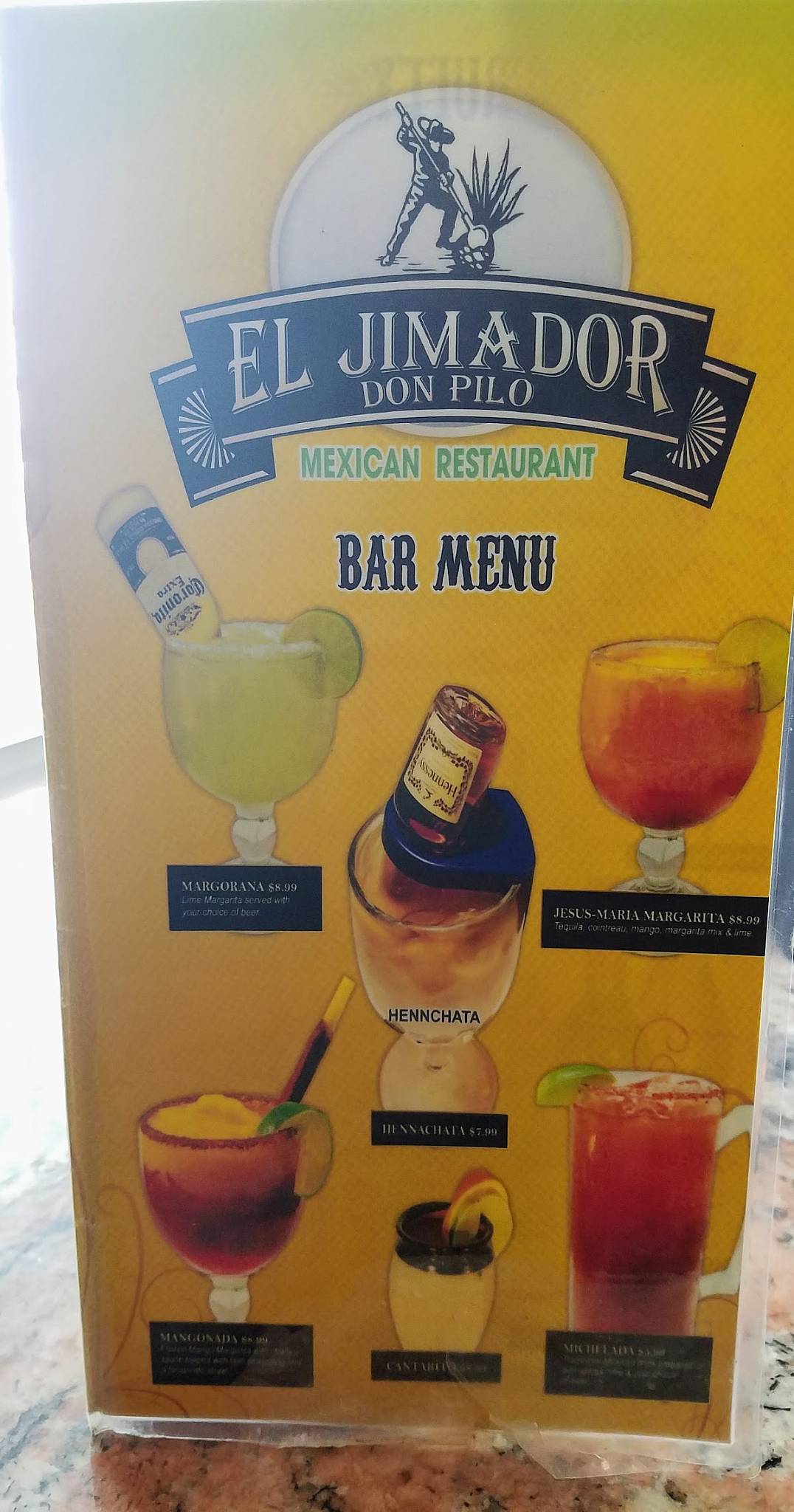 Menu at El Jimador Don Pilo restaurant, Marble Falls
