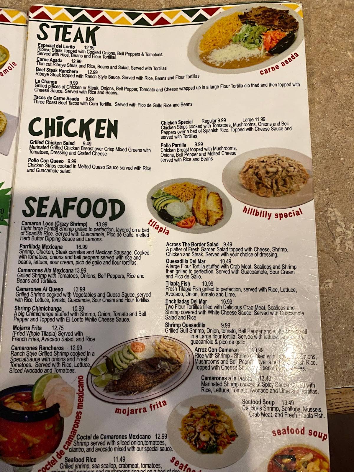 Menu at El Lorito Mexican Restaurant, Fort Smith, S 70th St