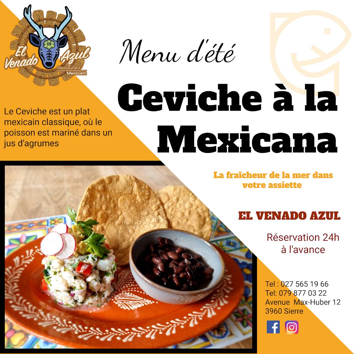 Menu at El Venado Azul, Sierre