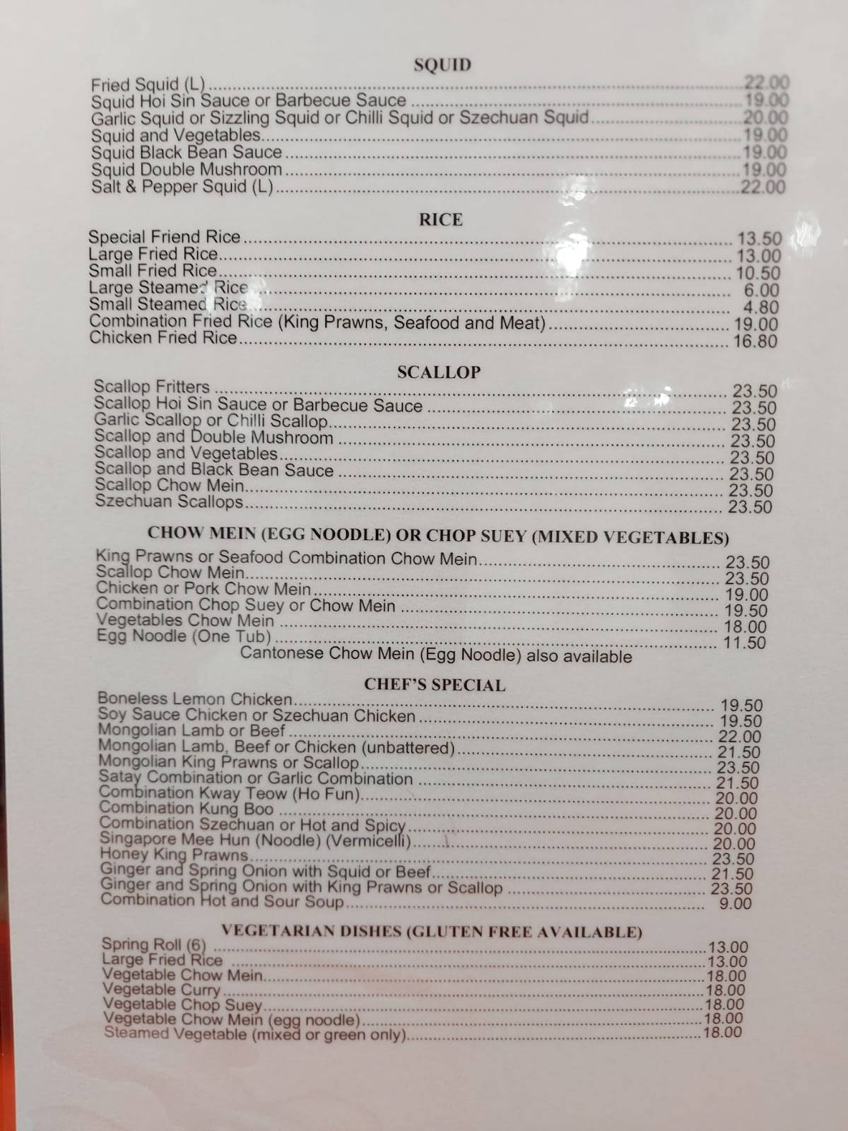 Menu at Emperor's Garden Chinese Restaurant, Esperance