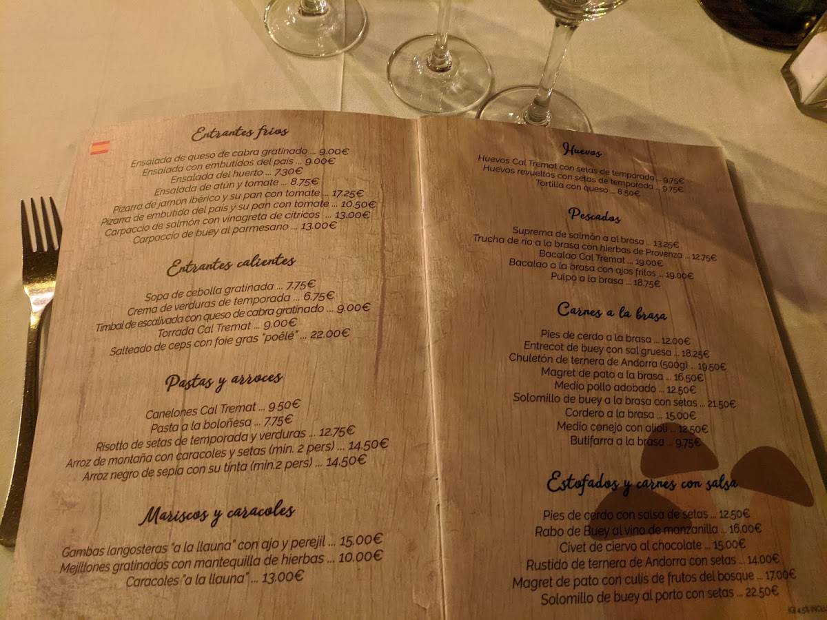 Carta de RESTAURANT BORDA DEL TREMAT, Encamp