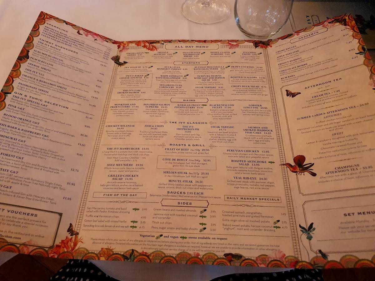 Menu at The Ivy Exeter restaurant, Exeter
