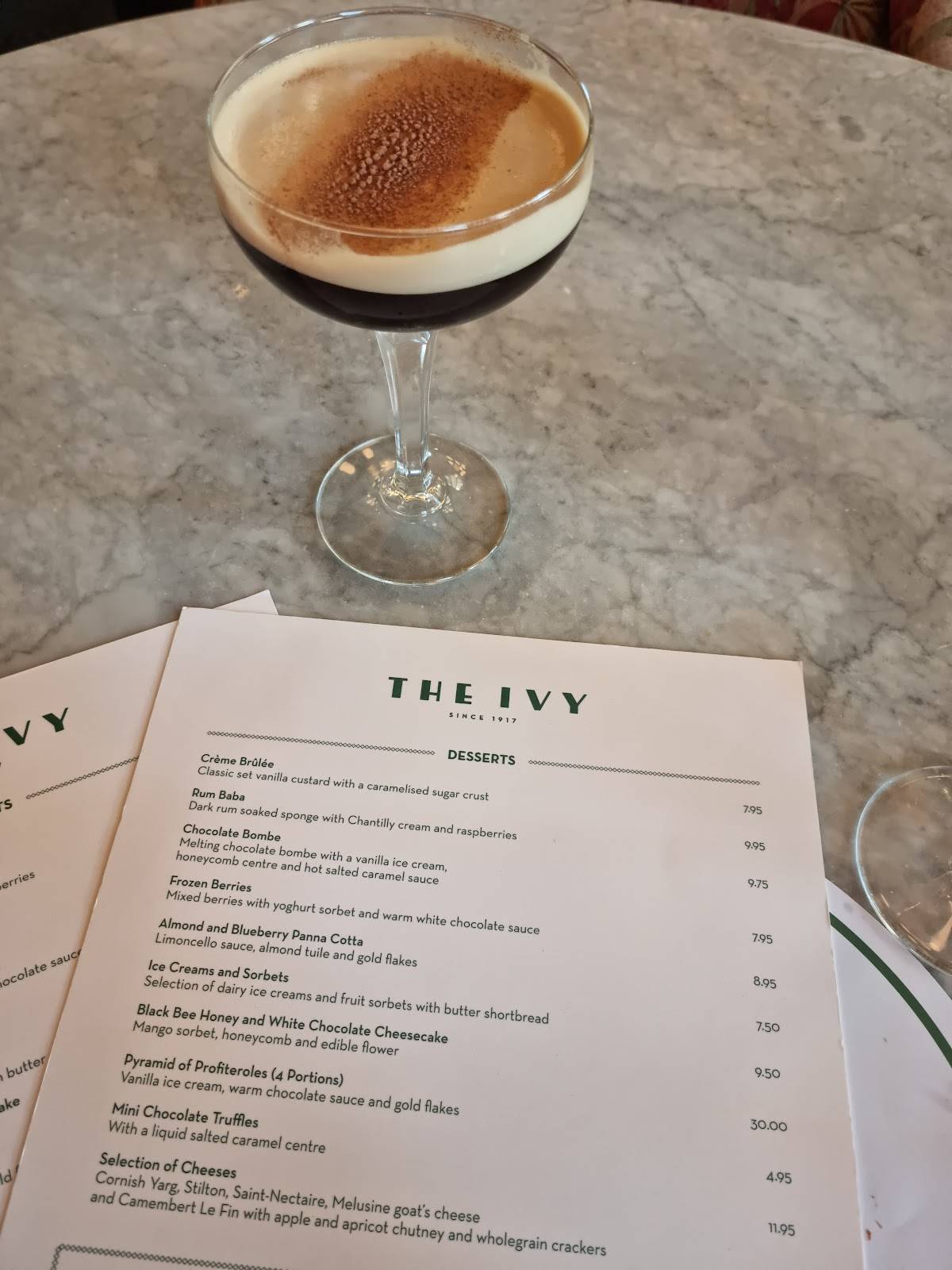 Menu at The Ivy Exeter restaurant, Exeter