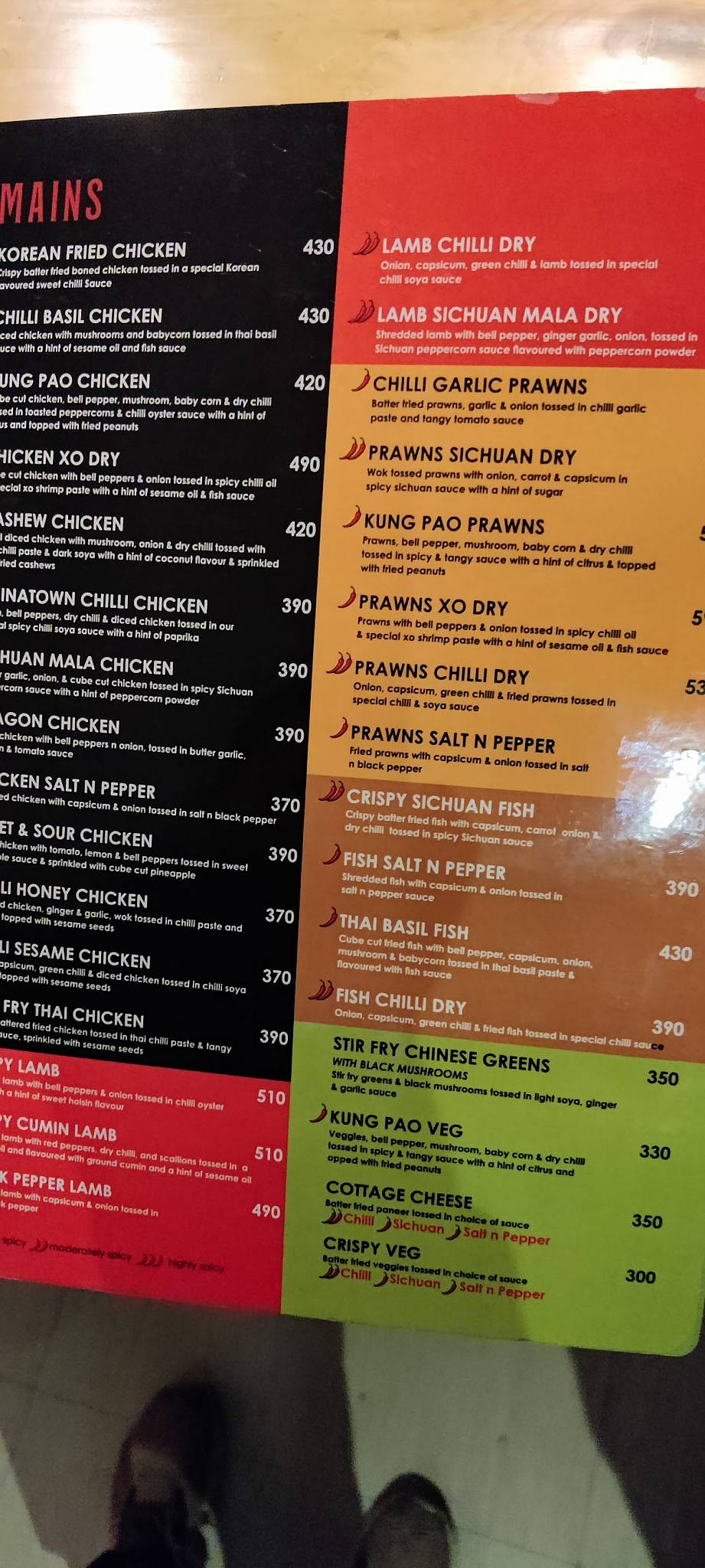 Menu at FAT PANDA, Srinagar