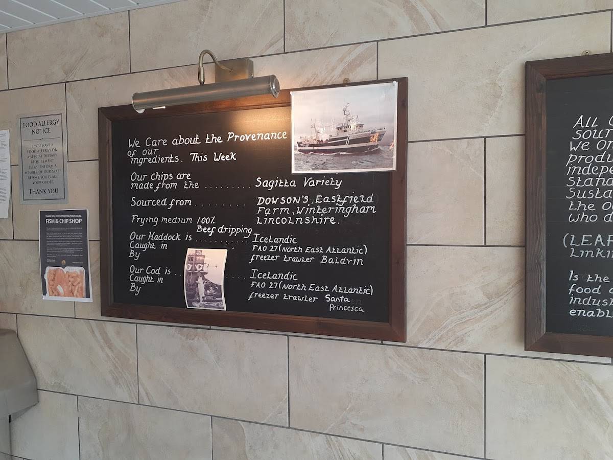 Menu at Excelsior Fisheries fast food, Staithes