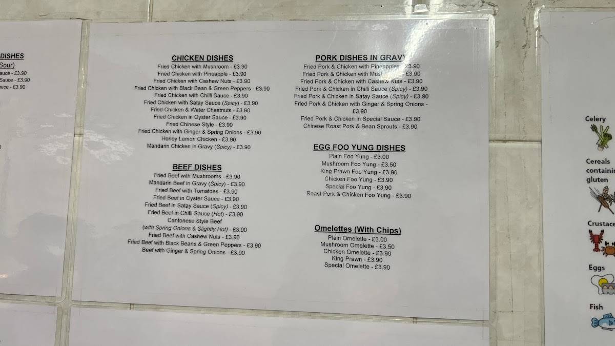 Menu at Kam Too fast food, Portsmouth