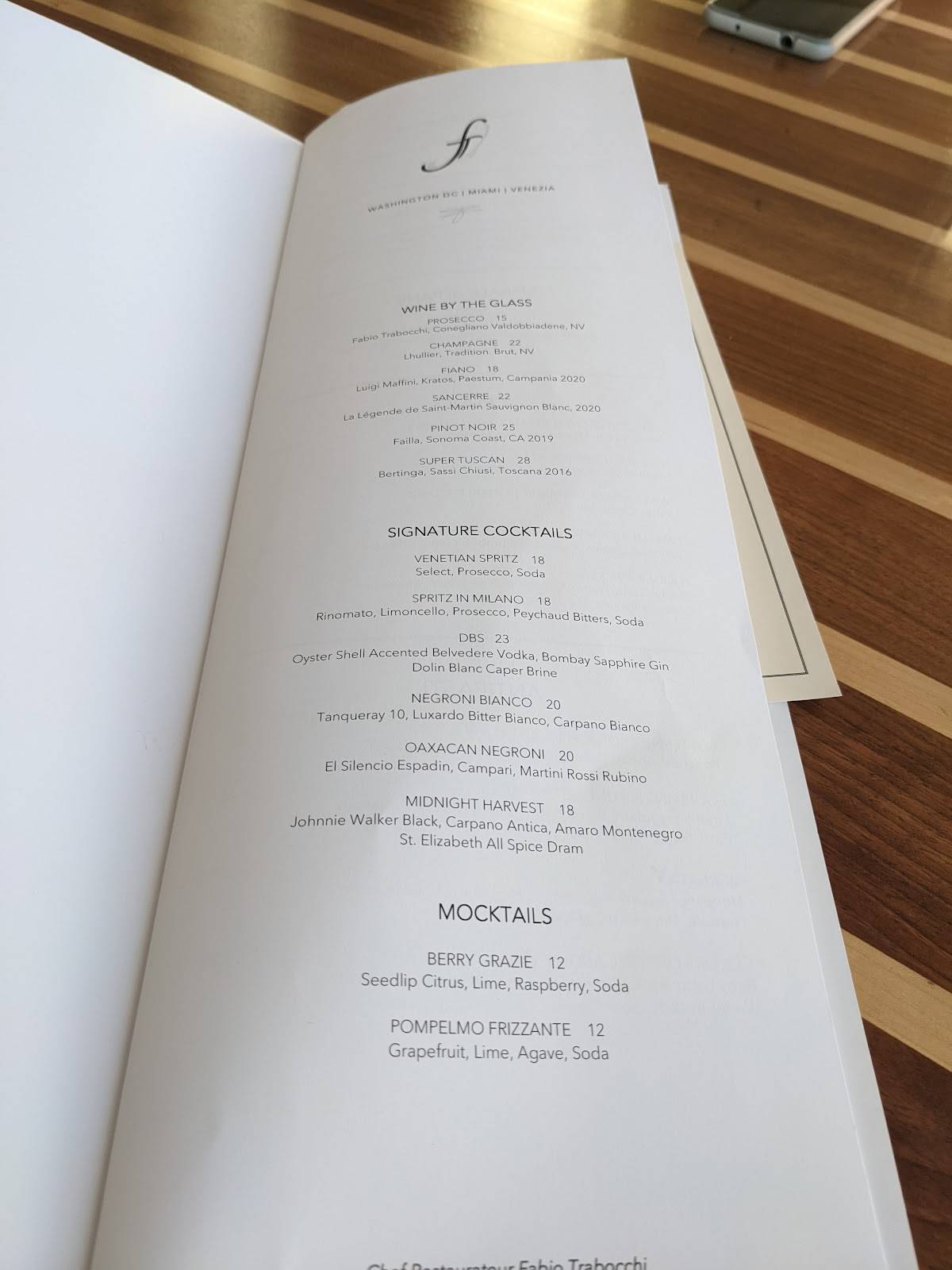 Menu at Fiola Mare pub & bar, Washington