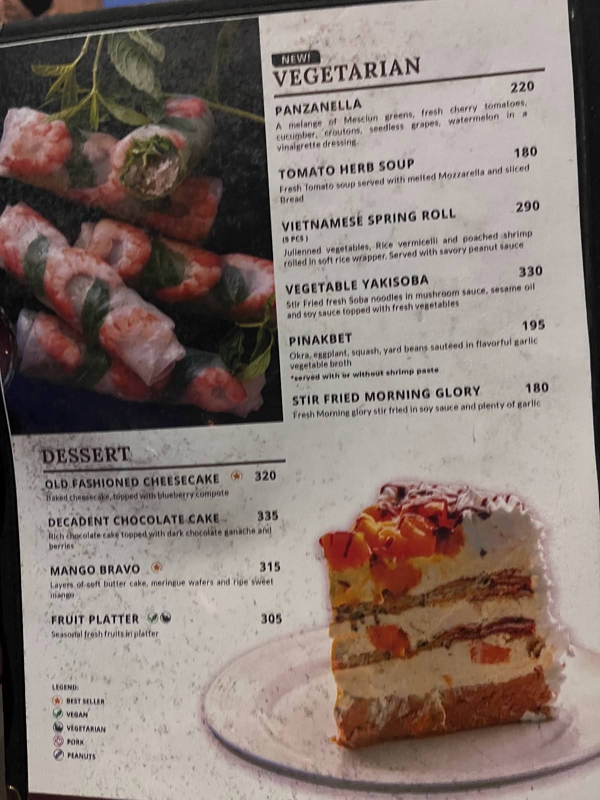 Menu at Firefly Roofdeck Restaurant, Makati, Makati