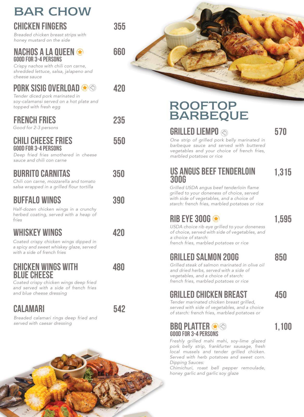 Menu at Firefly Roofdeck Restaurant, Makati, Makati