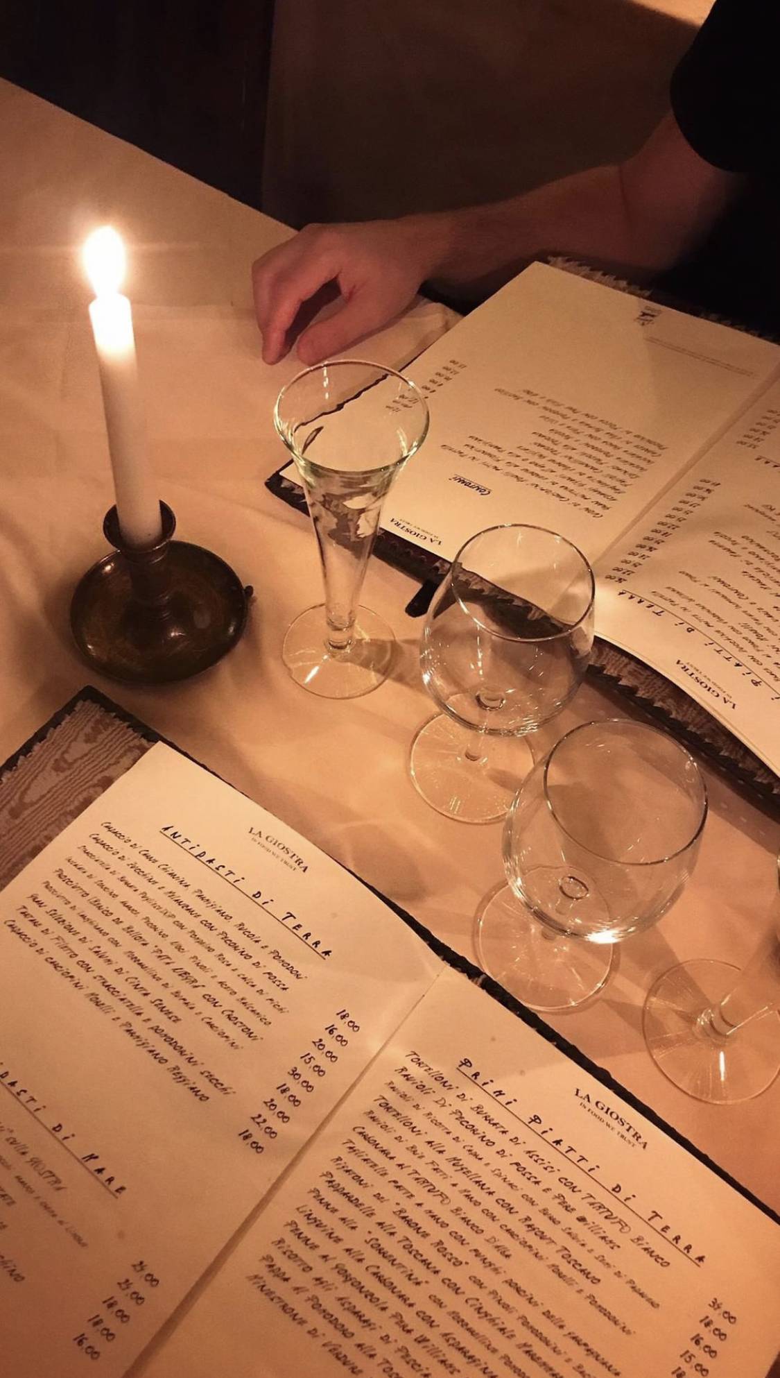 Menu at La Giostra restaurant, Florence, Borgo Pinti