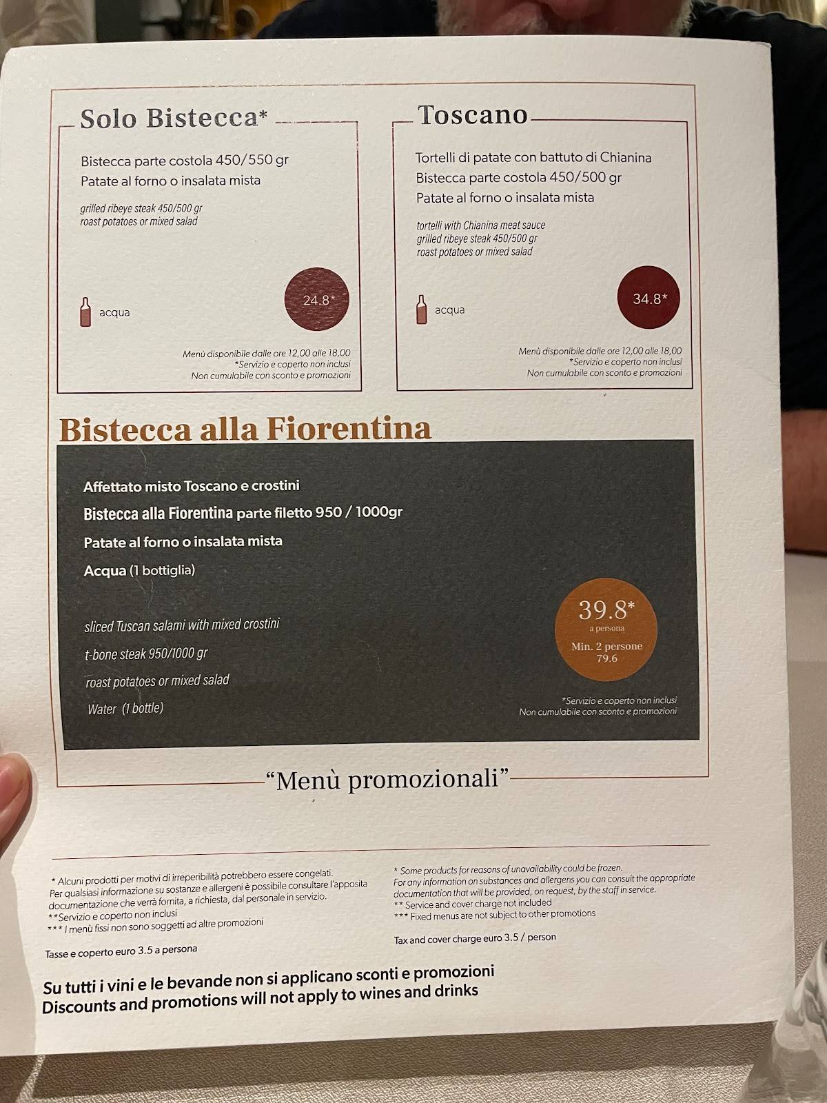 Menu at Trattoria dall'Oste Chianineria steakhouse, Florence, Via dei ...