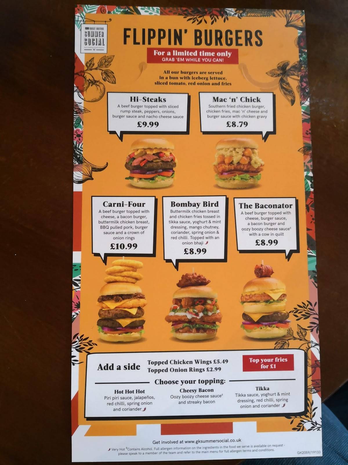 Menu at Flying Legends pub & bar, York