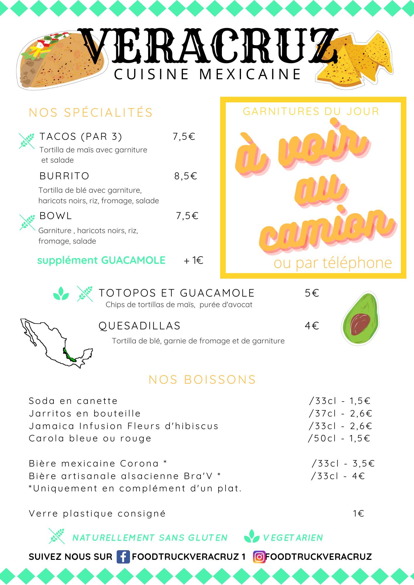 Menu at Food Truck VERACRUZ restaurant, Sélestat