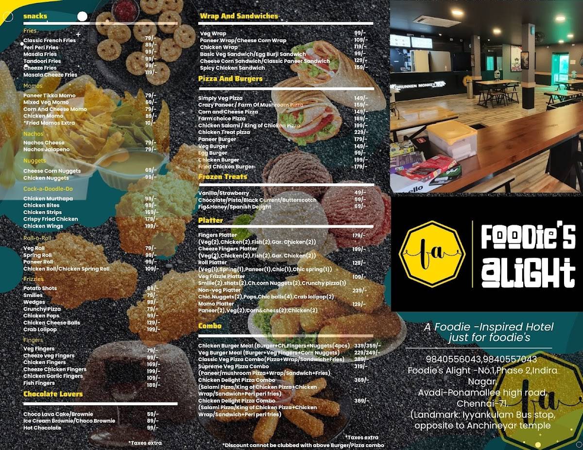 Menu at Foodie'S Alight, Chennai