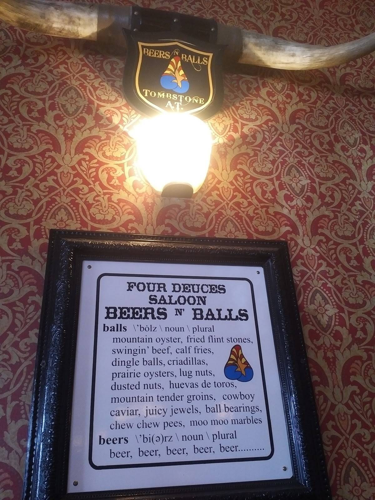 Menu at Four Deuces Saloon pub & bar, Tombstone