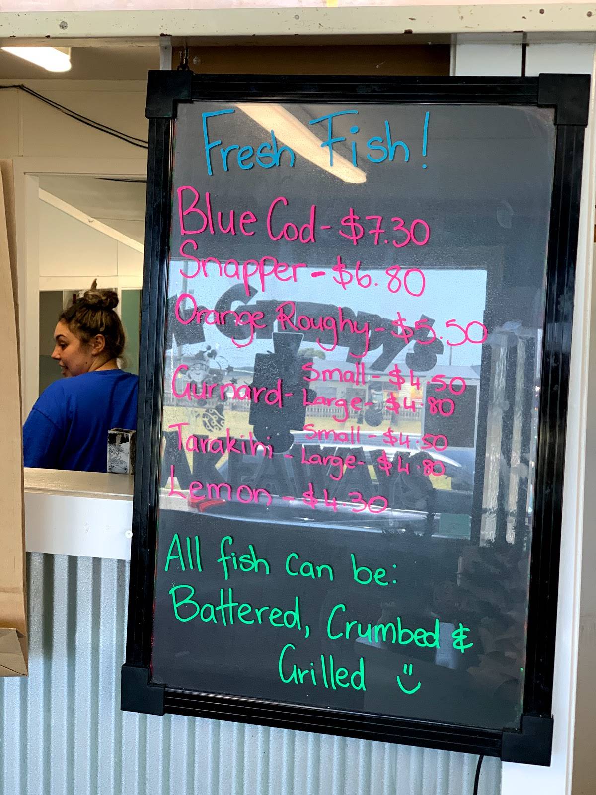 Menu at Mr Grumpys Takeaways restaurant, Foxton, 135 Seabury Ave