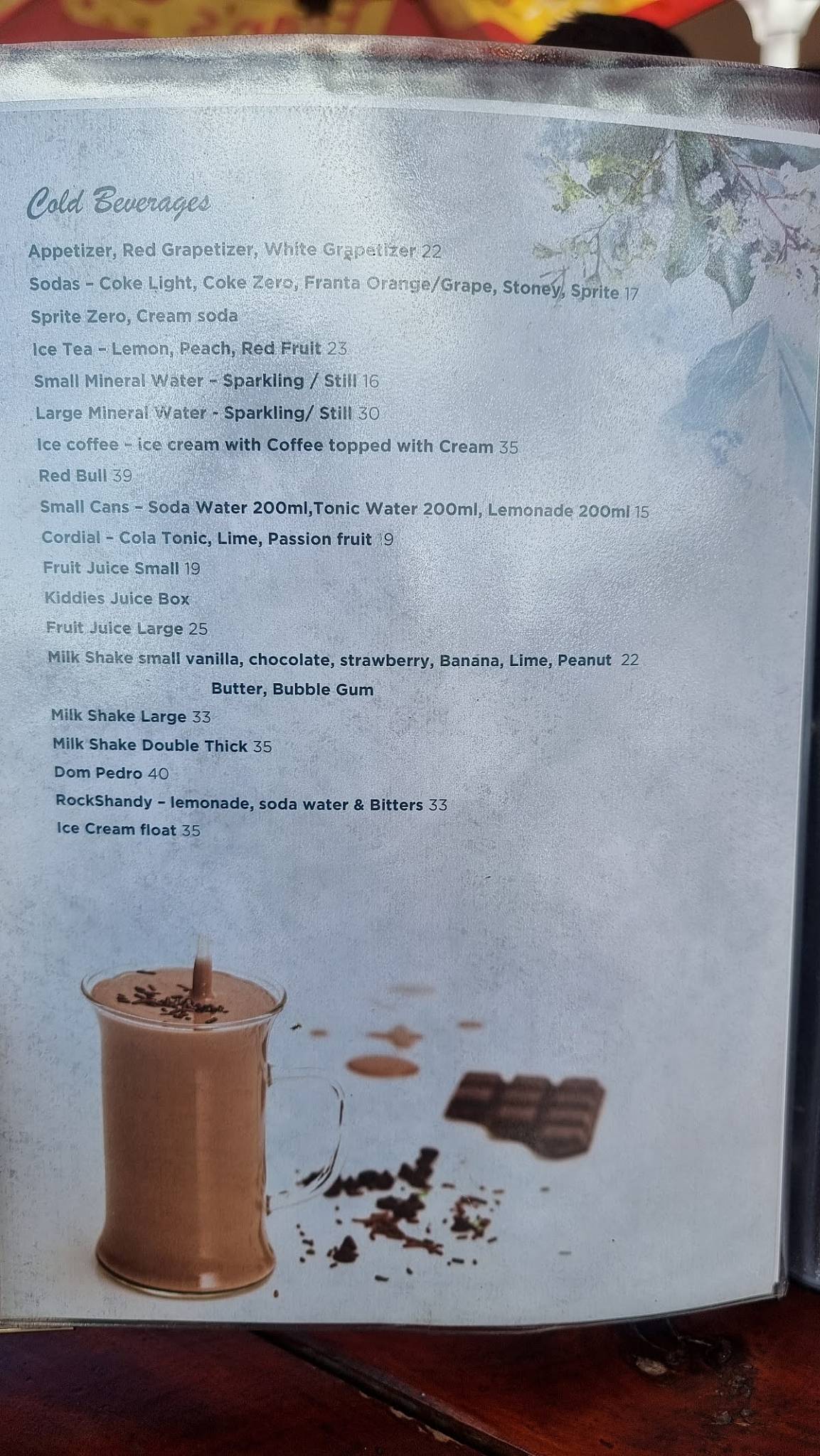 Menu at Fran's Place restaurant, Cape Town, 111 Jubilee St