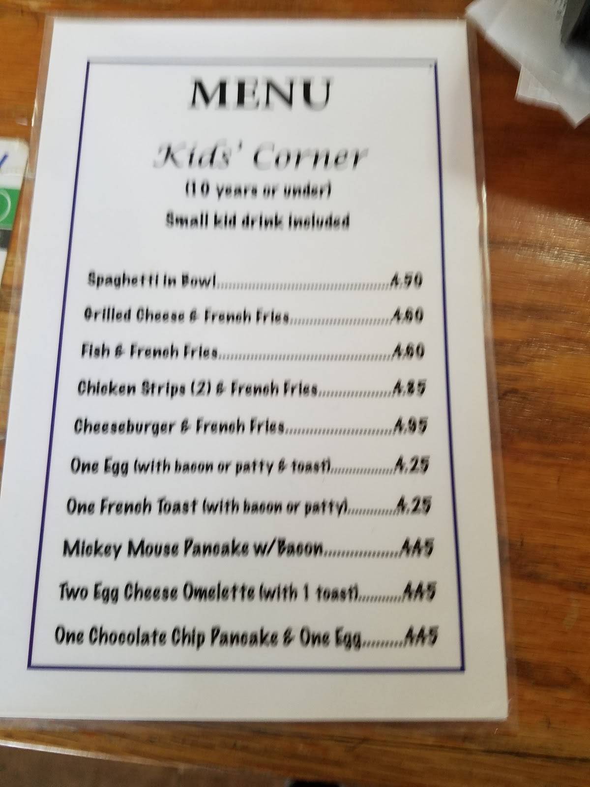 Menu at Frontier Cafe, Grinnell