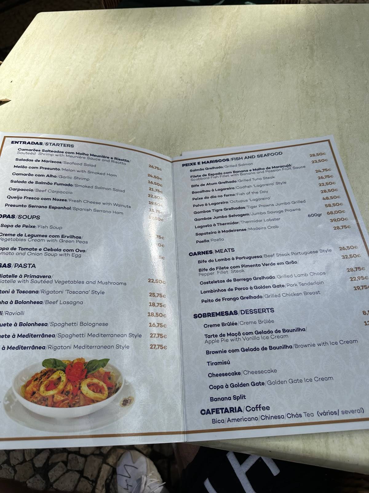 Menu at Golden Gate Grand Cafe, Funchal