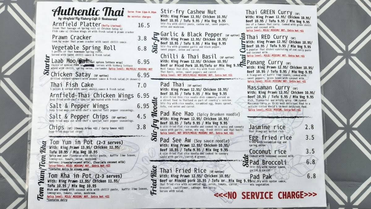 Menu at Arnfield Fly Fishery Cafe & Restaurant, Glossop