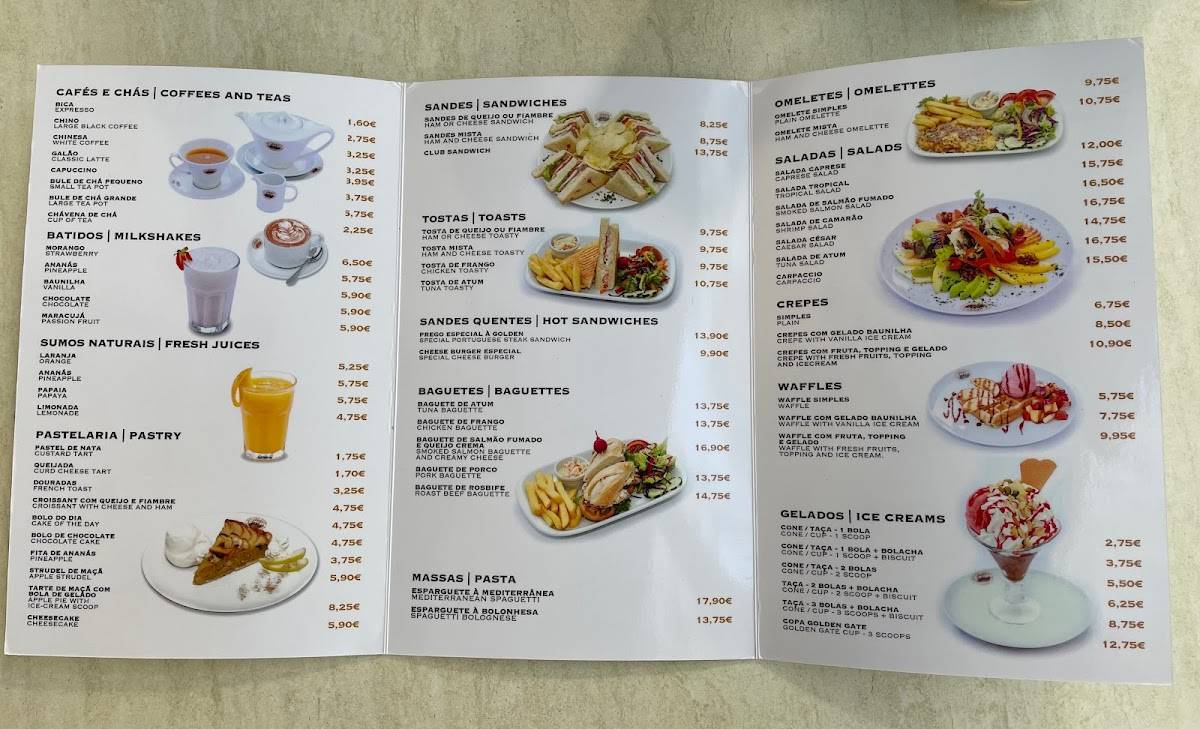 Menu at Golden Gate Grand Cafe, Funchal