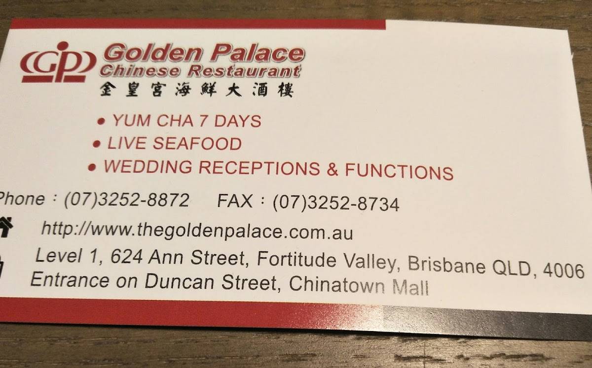 Menu at Golden Palace Chinese Restaurant 金皇宮Chinatown Brisbane ...
