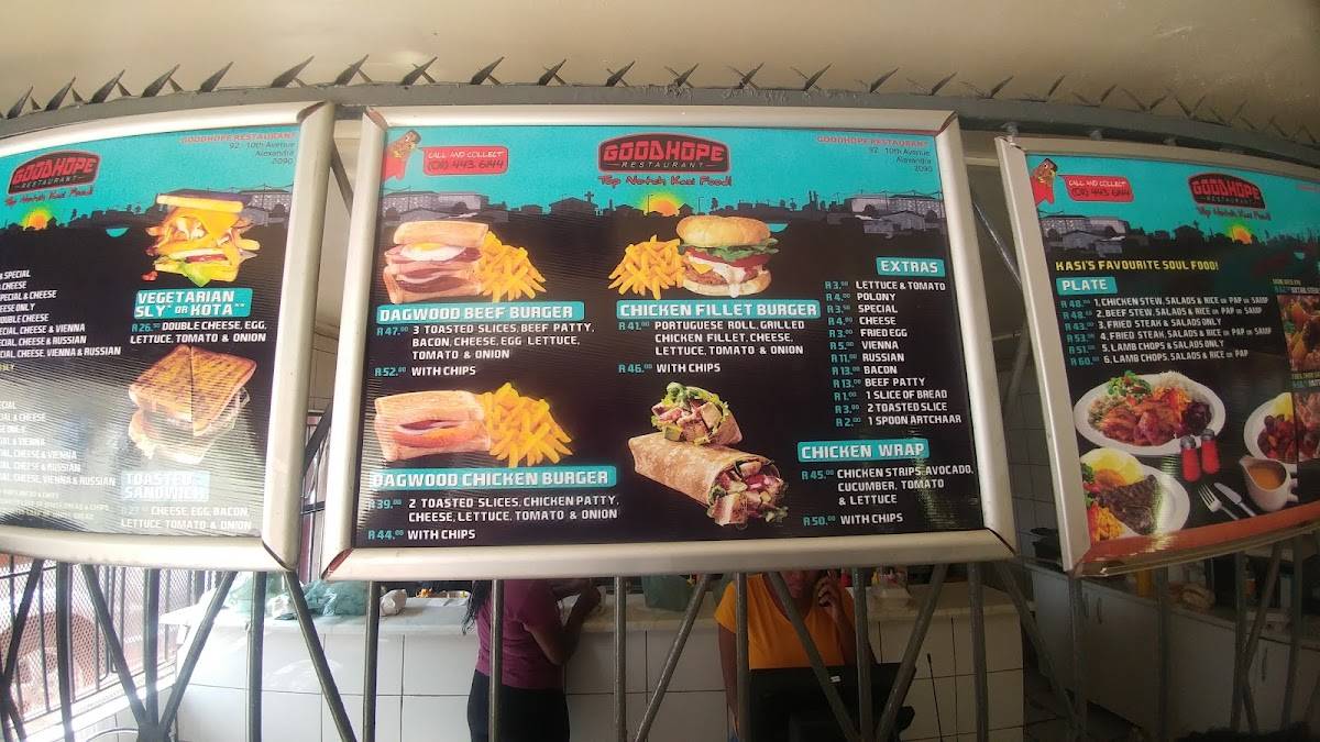 Menu at Goodhope Restaurant, Alexandra