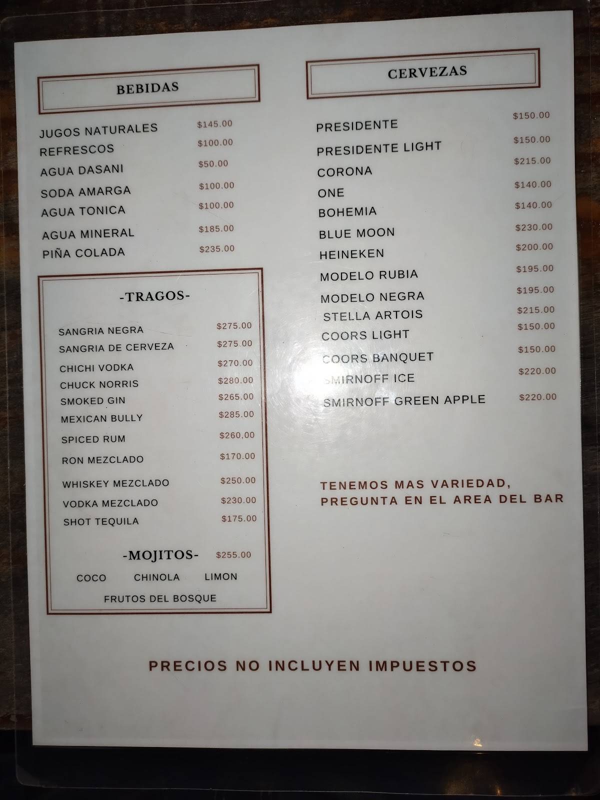 Menu at Gordo Prieto Ribs And Beer restaurant, Santiago De Los Caballeros