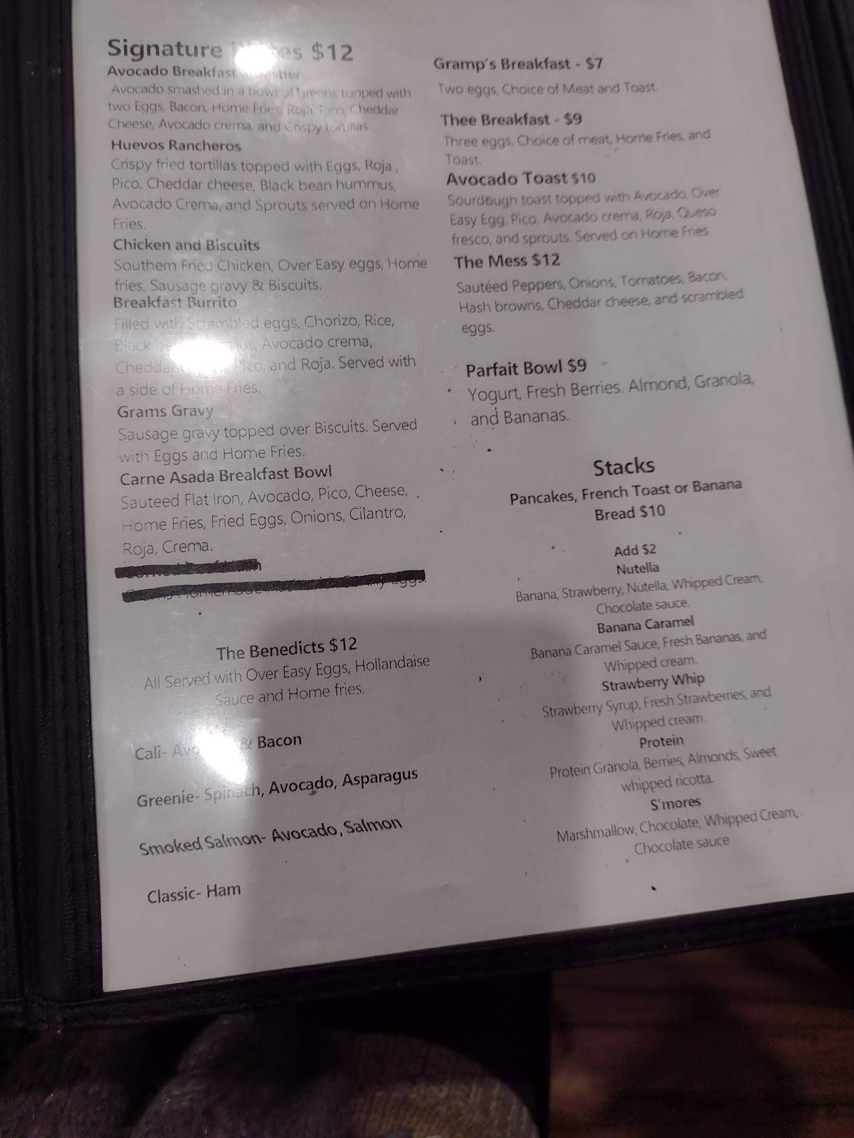 Menu at Gram's Eatery restaurant, Lewisburg