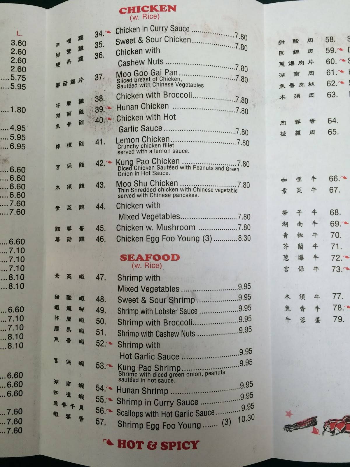 Menu at Great Wall Express restaurant, Elko