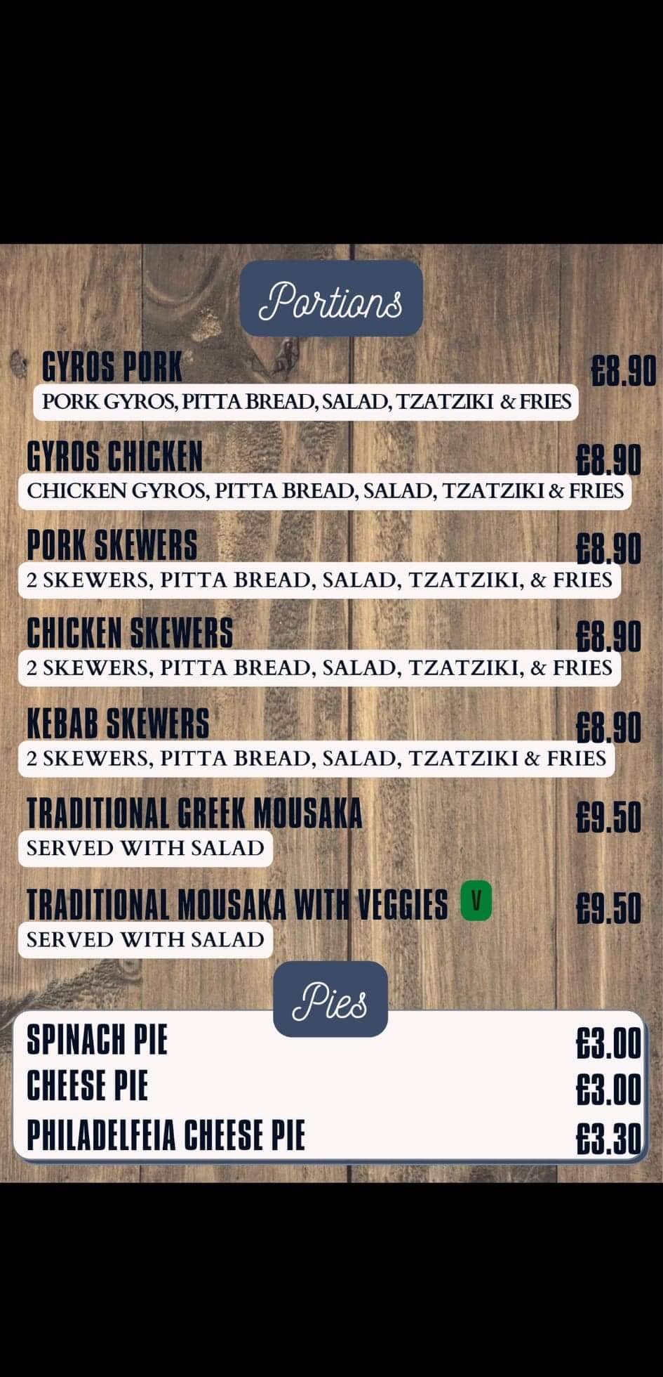 Menu at Greek Street Food Takeaway restaurant, Birmingham