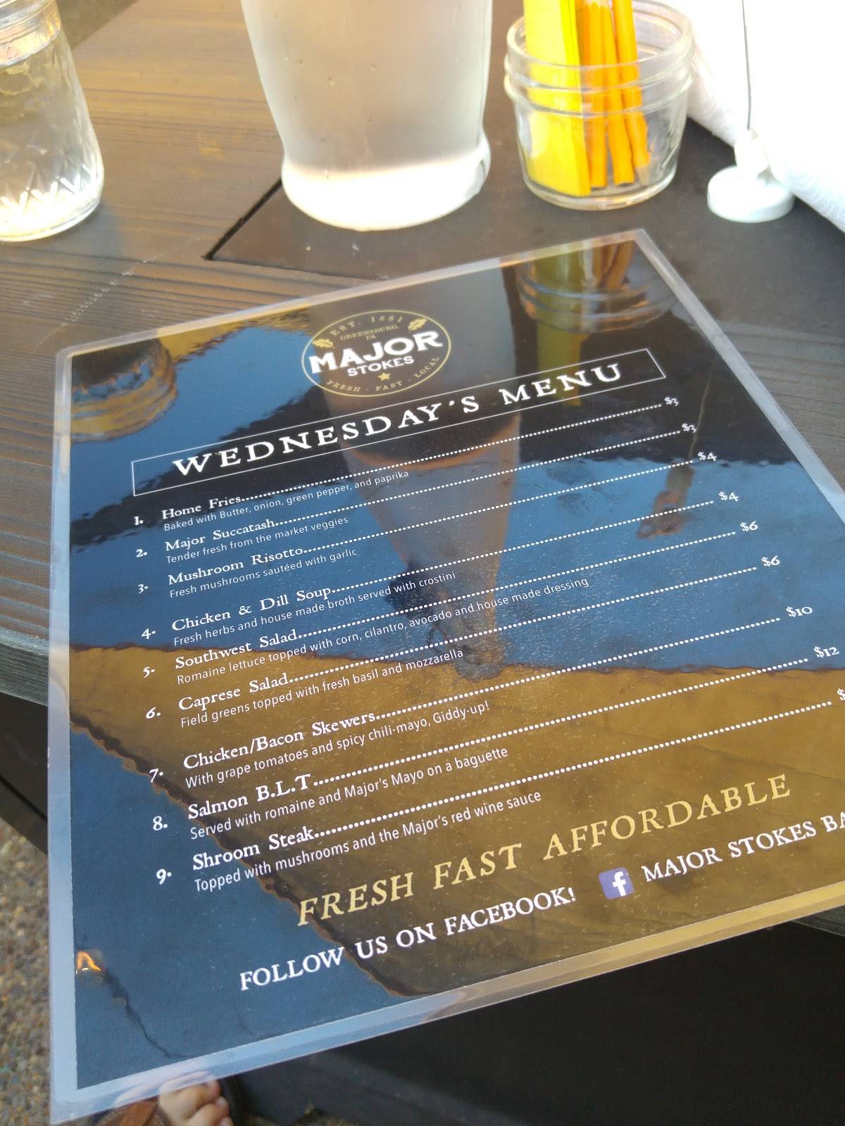 Menu at Major Stokes pub & bar, Greensburg, 108 W Pittsburgh St
