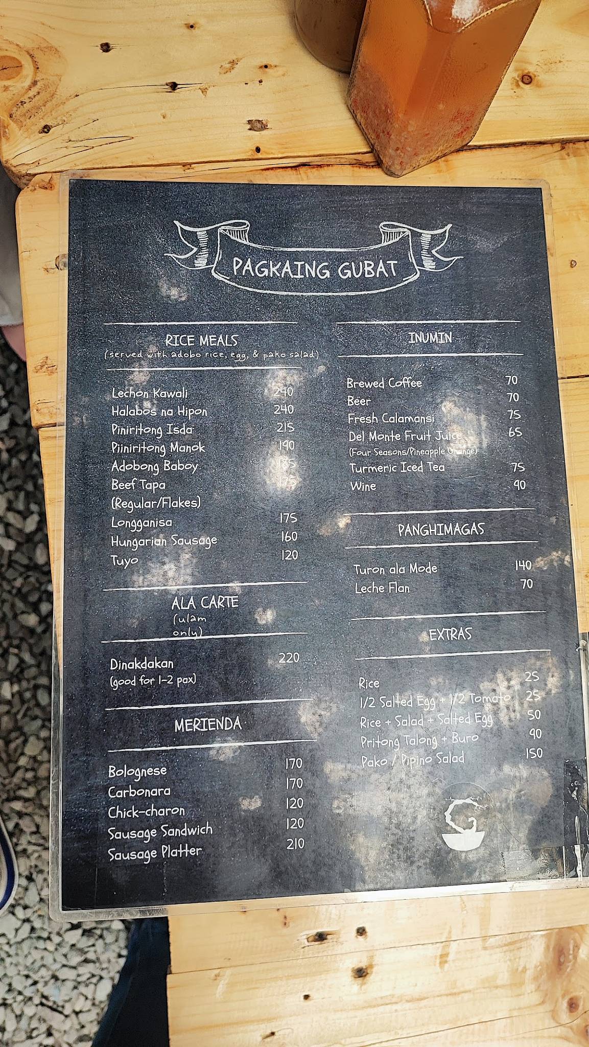 Menu at Gubat QC restaurant, Quezon City